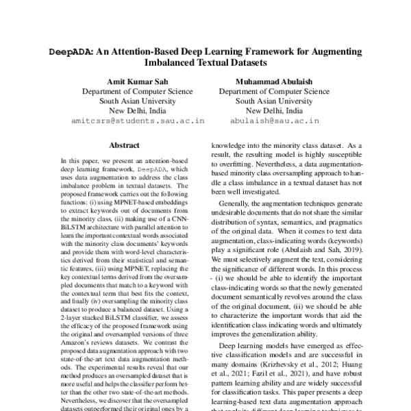 Deepadaan Attention Based Deep Learning Framework For Augmenting