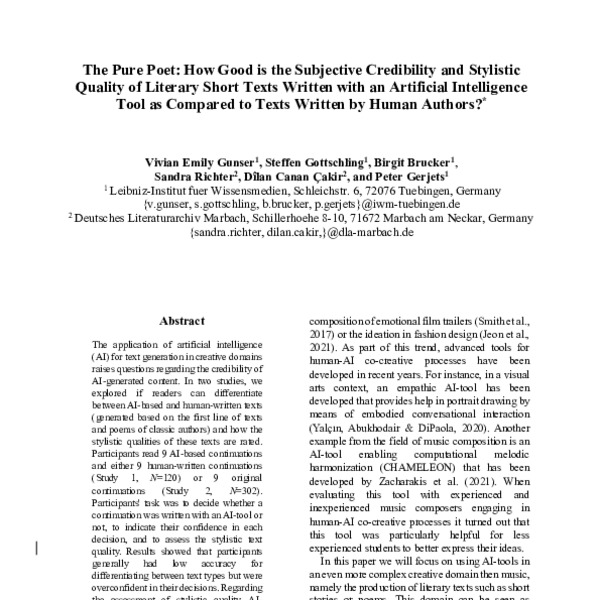 The Pure Poet: How Good is the Subjective Credibility and Stylistic ...