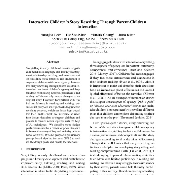 Interactive Children’s Story Rewriting Through Parent-Children ...
