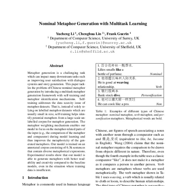 Nominal Metaphor Generation with Multitask Learning - ACL Anthology