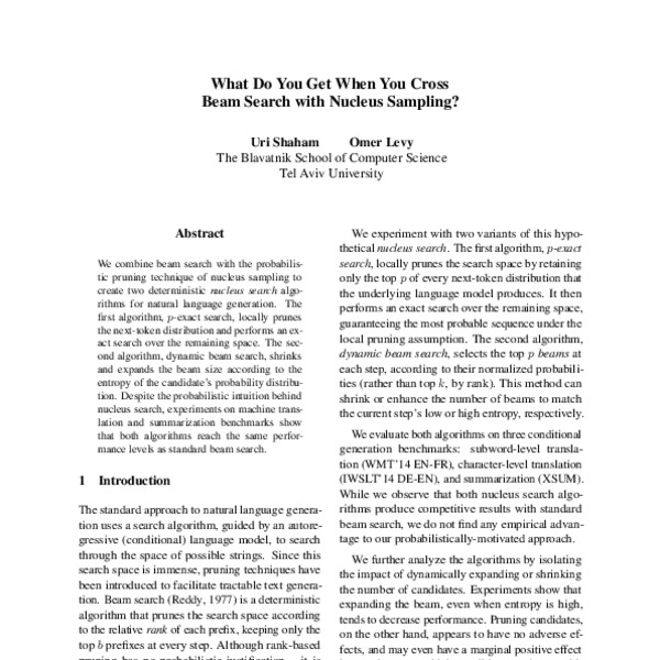 What Do You Get When You Cross Beam Search with Nucleus Sampling? - ACL ...