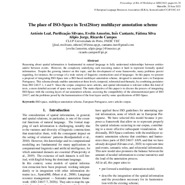 The place of ISO-Space in Text2Story multilayer annotation scheme - ACL ...