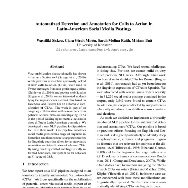 Automatized Detection and Annotation for Calls to Action in Latin ...