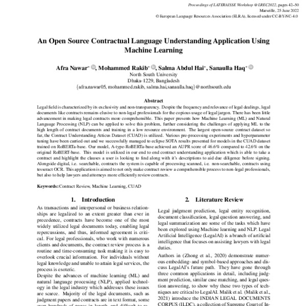 An Open Source Contractual Language Understanding Application Using ...