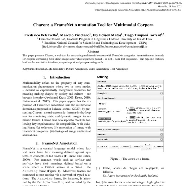 Charon: A FrameNet Annotation Tool for Multimodal Corpora - ACL Anthology
