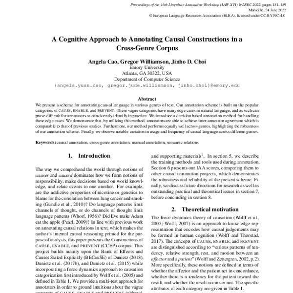 A Cognitive Approach To Annotating Causal Constructions In A Cross