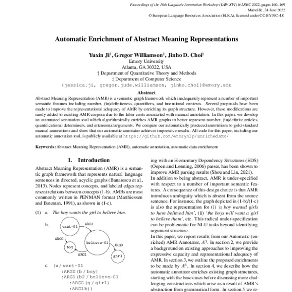 Automatic Enrichment of Abstract Meaning Representations - ACL Anthology