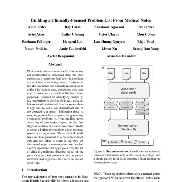Building a Clinically-Focused Problem List From Medical Notes - ACL ...
