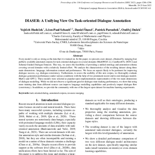 DIASER: A Unifying View On Task-oriented Dialogue Annotation - ACL Anthology