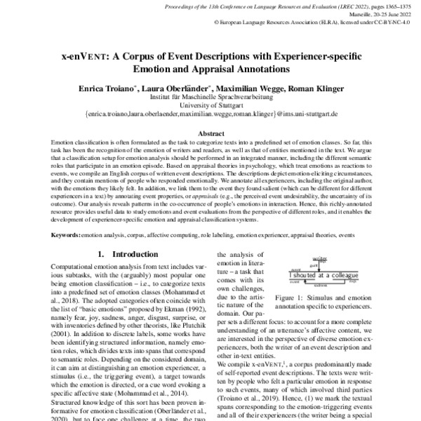 x-enVENT: A Corpus of Event Descriptions with Experiencer-specific ...