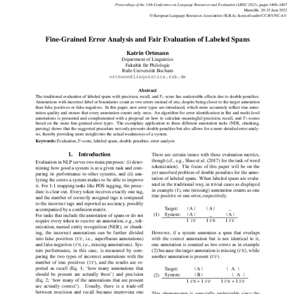 Fine-Grained Error Analysis and Fair Evaluation of Labeled Spans - ACL ...