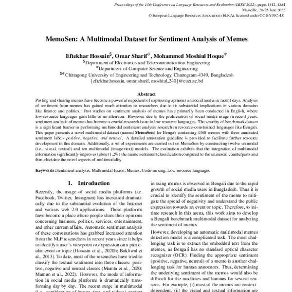 MemoSen: A Multimodal Dataset for Sentiment Analysis of Memes - ACL Anthology