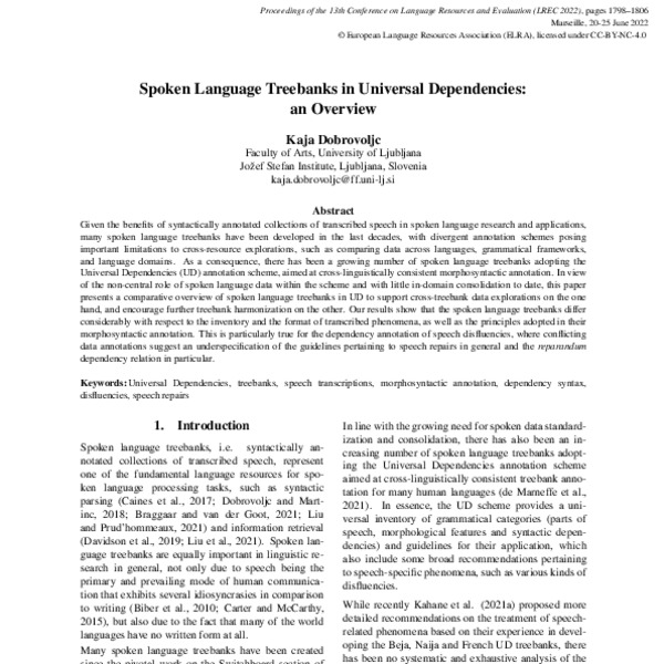 Spoken Language Treebanks in Universal Dependencies: an Overview - ACL Anthology