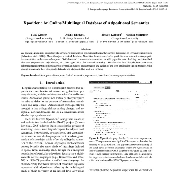 Xposition: An Online Multilingual Database of Adpositional Semantics - ACL Anthology