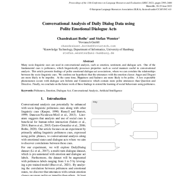 Conversational Analysis of Daily Dialog Data using Polite Emotional Dialogue Acts - ACL Anthology