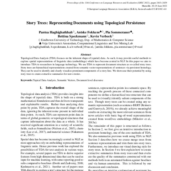 Story Trees: Representing Documents using Topological Persistence - ACL Anthology