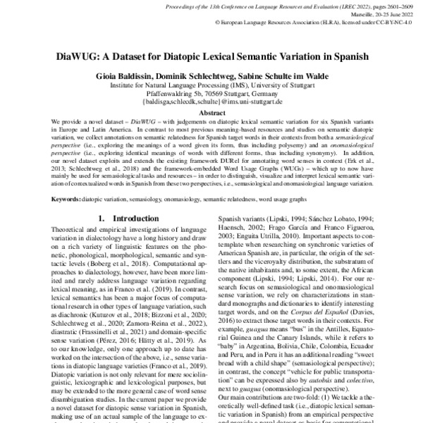 DiaWUG: A Dataset for Diatopic Lexical Semantic Variation in Spanish - ACL Anthology