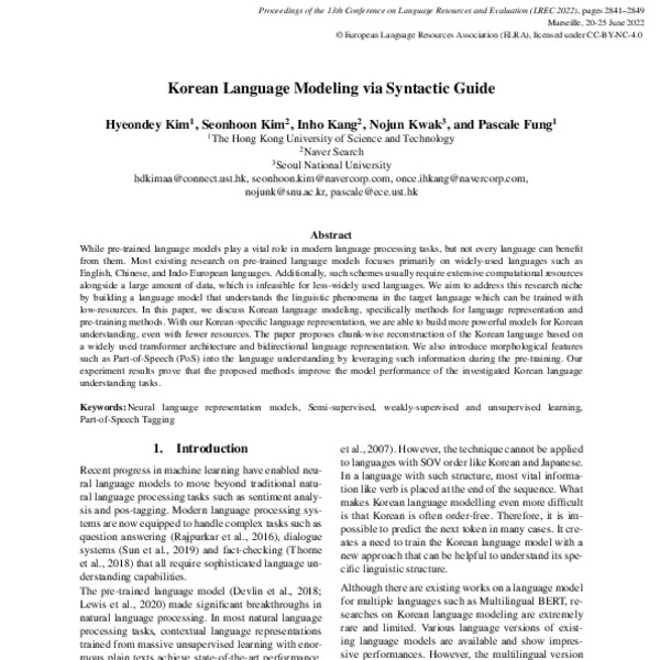 Korean Language Modeling via Syntactic Guide - ACL Anthology