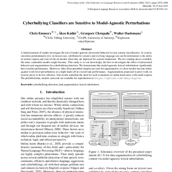 Cyberbullying Classifiers are Sensitive to Model-Agnostic Perturbations - ACL Anthology