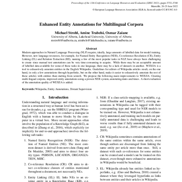 Enhanced Entity Annotations For Multilingual Corpora Acl Anthology