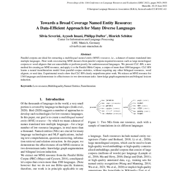 Towards a Broad Coverage Named Entity Resource: A Data-Efficient Approach for Many Diverse ...