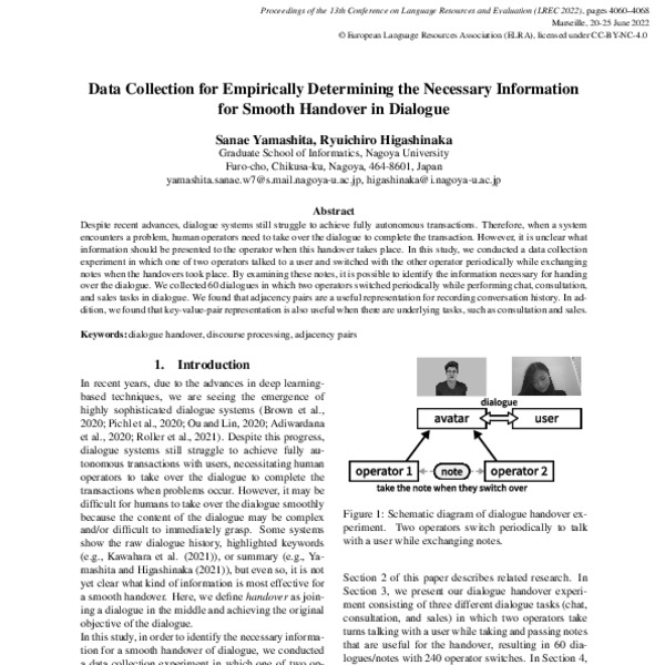 Data Collection for Empirically Determining the Necessary Information for Smooth Handover in ...