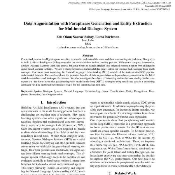 Data Augmentation With Paraphrase Generation And Entity Extraction For Multimodal Dialogue