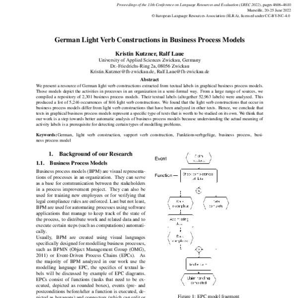 German Light Verb Constructions in Business Process Models - ACL Anthology