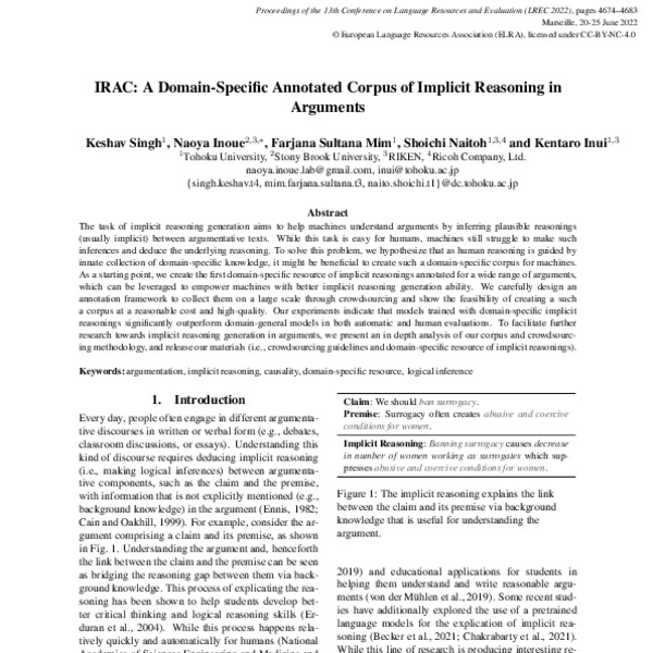 IRAC: A Domain-Specific Annotated Corpus of Implicit Reasoning in Arguments - ACL Anthology