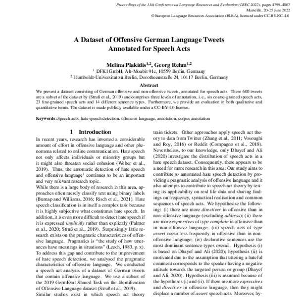 A Dataset of Offensive German Language Tweets Annotated for Speech Acts ...