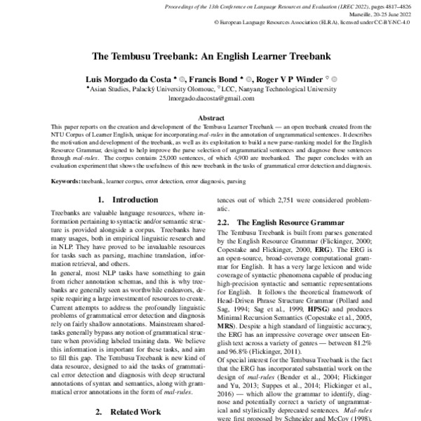 The Tembusu Treebank: An English Learner Treebank - ACL Anthology