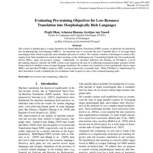 Evaluating Pre-training Objectives for Low-Resource Translation into Morphologically Rich ...