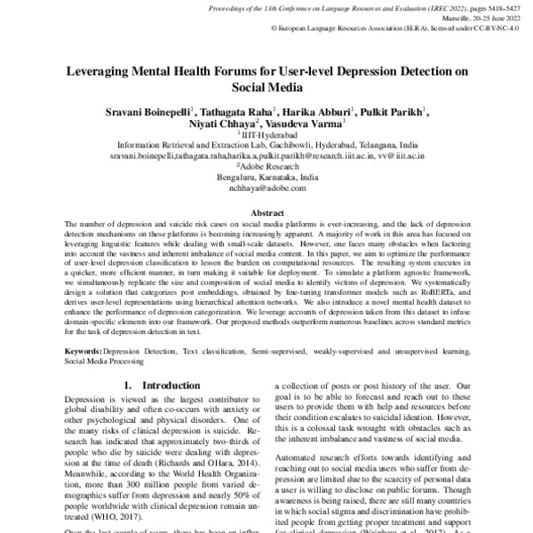 Leveraging Mental Health Forums for User-level Depression Detection on ...