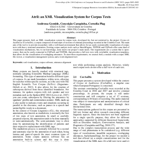 Atril: an XML Visualization System for Corpus Texts - ACL Anthology