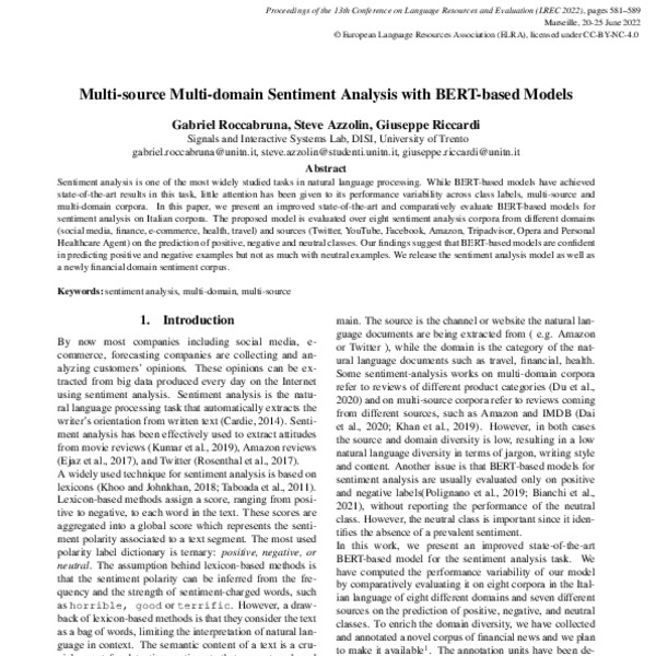 Multi Source Multi Domain Sentiment Analysis With Bert Based Models