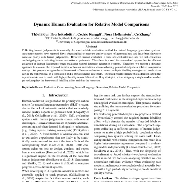 Dynamic Human Evaluation for Relative Model Comparisons - ACL Anthology
