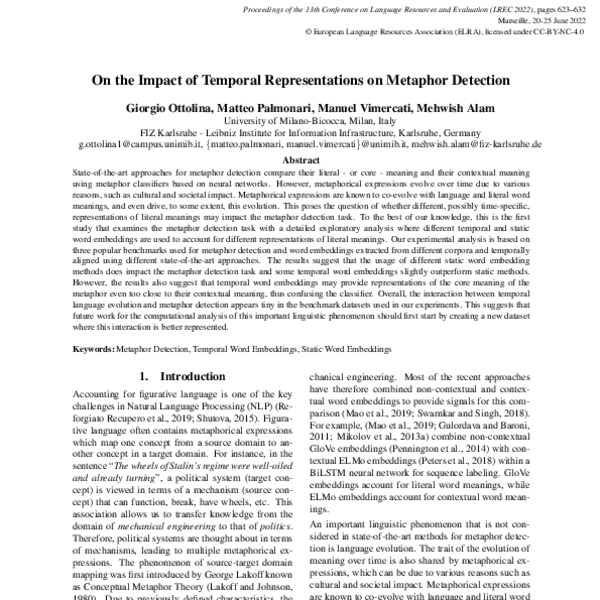 On the Impact of Temporal Representations on Metaphor Detection - ACL Anthology