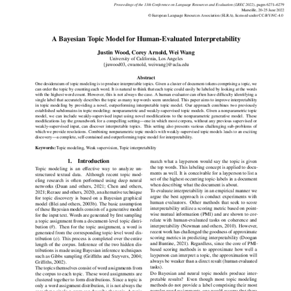 A Bayesian Topic Model for Human-Evaluated Interpretability - ACL Anthology