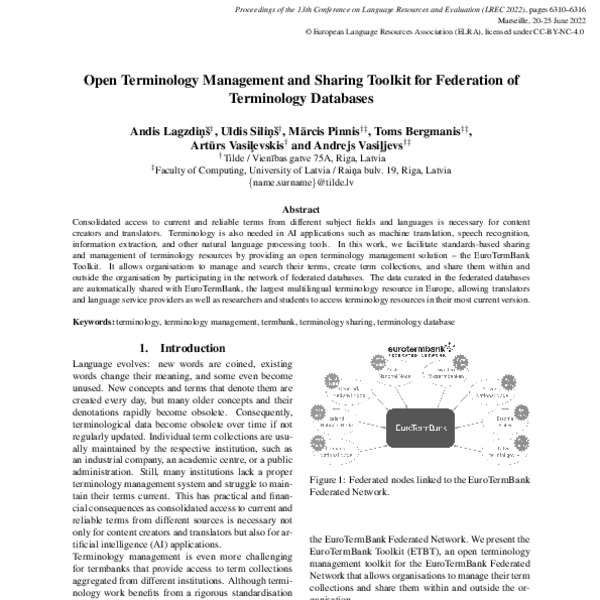 Open Terminology Management and Sharing Toolkit for Federation of ...