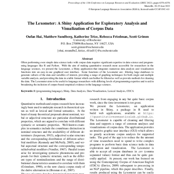 The Lexometer: A Shiny Application for Exploratory Analysis and ...