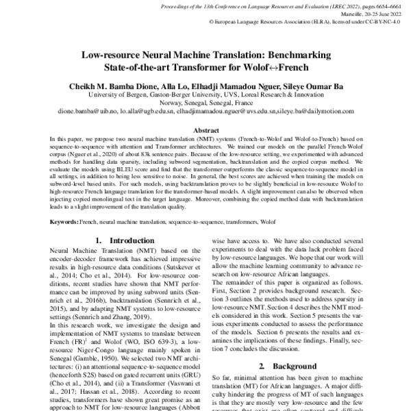 Low-resource Neural Machine Translation: Benchmarking State-of-the-art ...