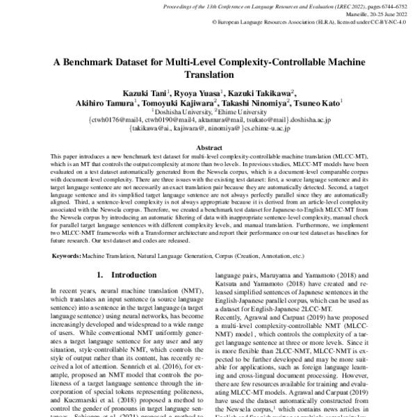 A Benchmark Dataset for Multi-Level Complexity-Controllable Machine Translation - ACL Anthology