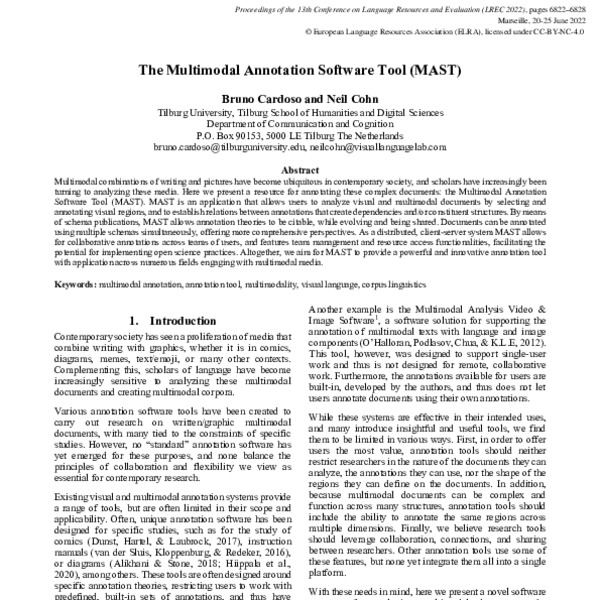 The Multimodal Annotation Software Tool (MAST) - ACL Anthology
