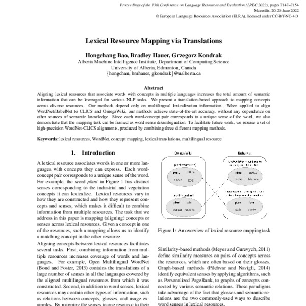 Lexical Resource Mapping via Translations - ACL Anthology