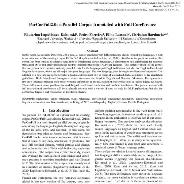 ParCorFull2.0: a Parallel Corpus Annotated with Full Coreference - ACL ...