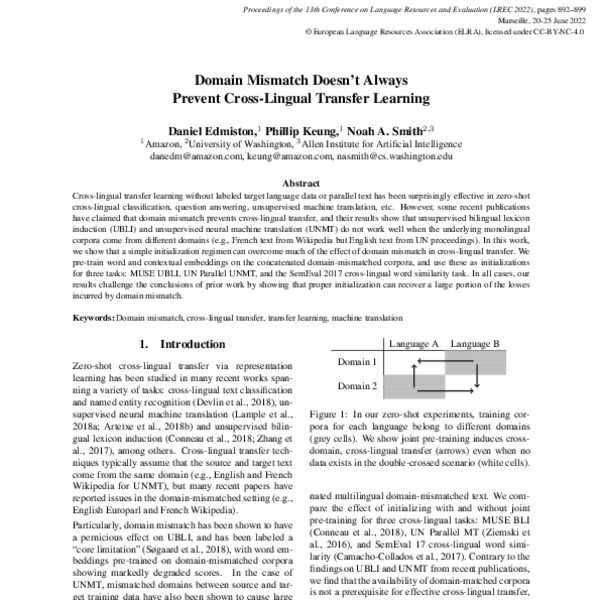 Domain Mismatch Doesn’t Always Prevent Cross-lingual Transfer Learning ...