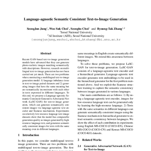 Language-agnostic Semantic Consistent Text-to-Image Generation - ACL Anthology