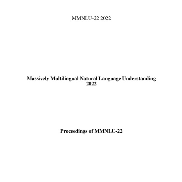 Proceedings of the Massively Multilingual Natural Language ...