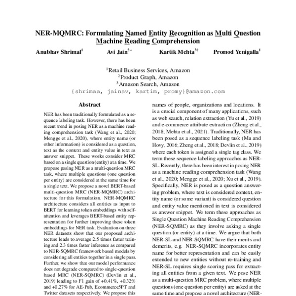 NER-MQMRC: Formulating Named Entity Recognition as Multi Question Machine Reading Comprehension ...