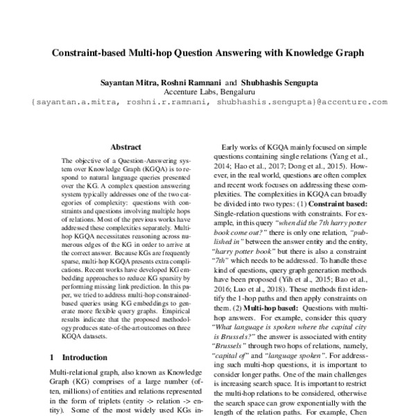 Constraint-based Multi-hop Question Answering with Knowledge Graph ...